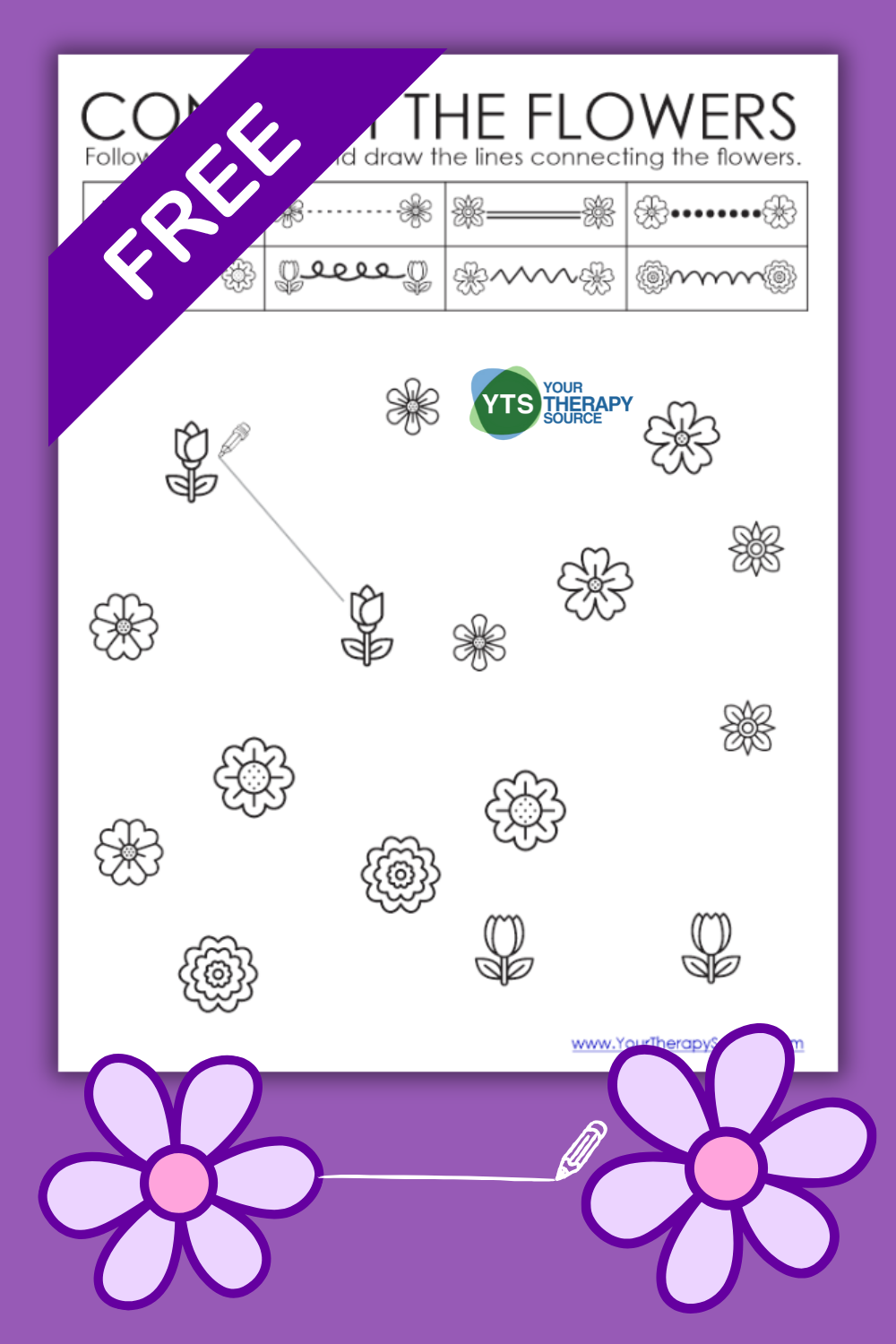 Connect the Flowers Visual Motor Activity Free PDF - Your Therapy Source