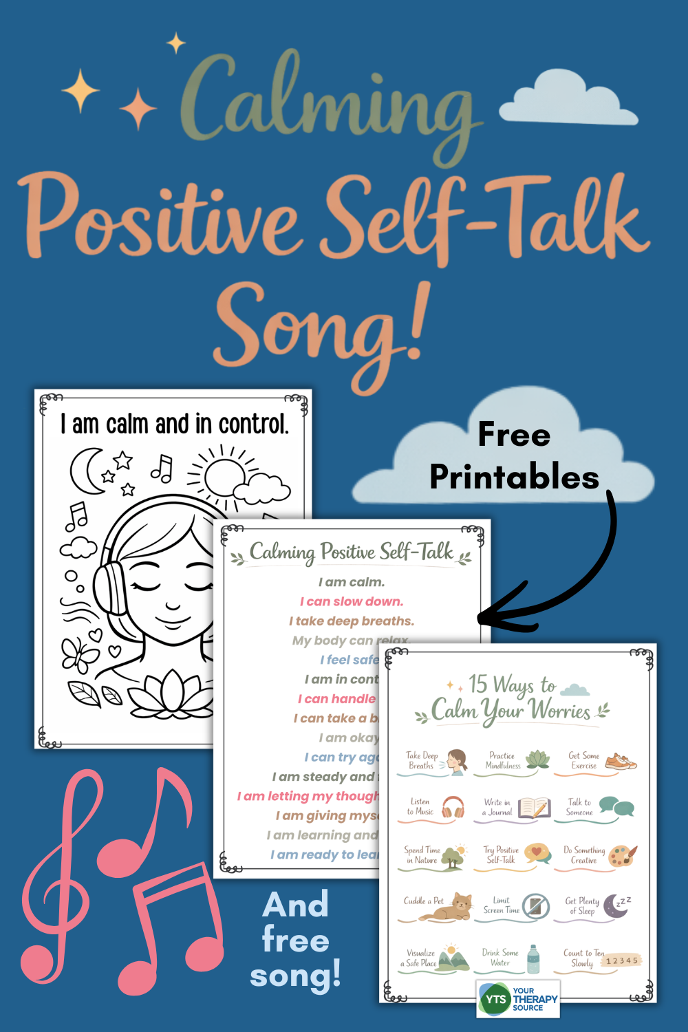 Calming Positive Self-Talk - Free Printables - Your Therapy Source