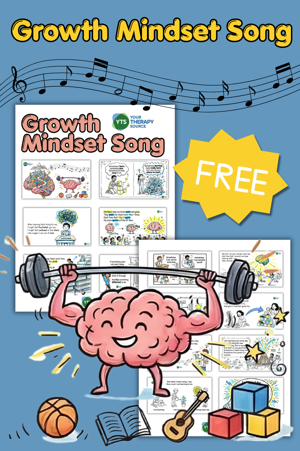 Growth Mindset Song Free Printables - Your Therapy Source
