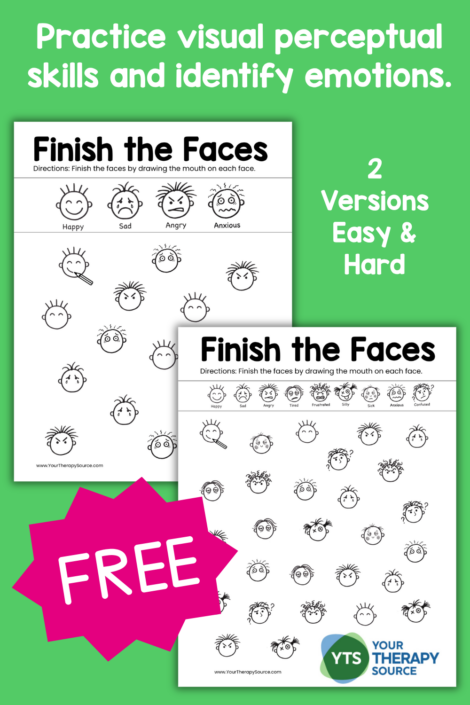 Identifying Emotions Worksheets - Finish the Faces - Your Therapy Source