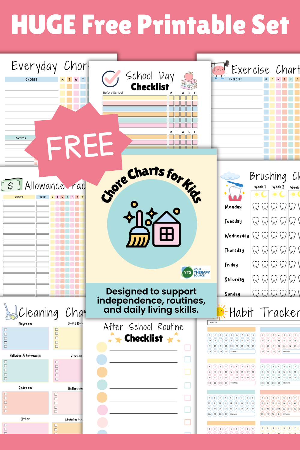 Chore Charts for Kids Free Printable PDF - Your Therapy Source