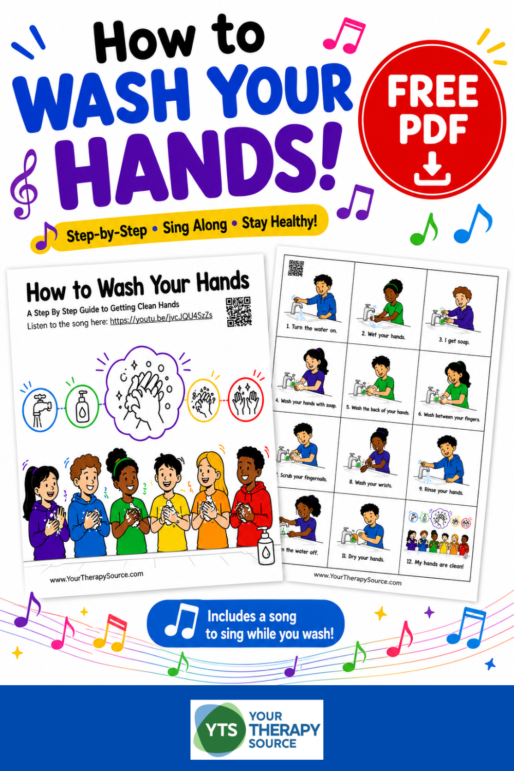 How to Wash Your Hands Song Step By Step Free Printables - Your Therapy ...