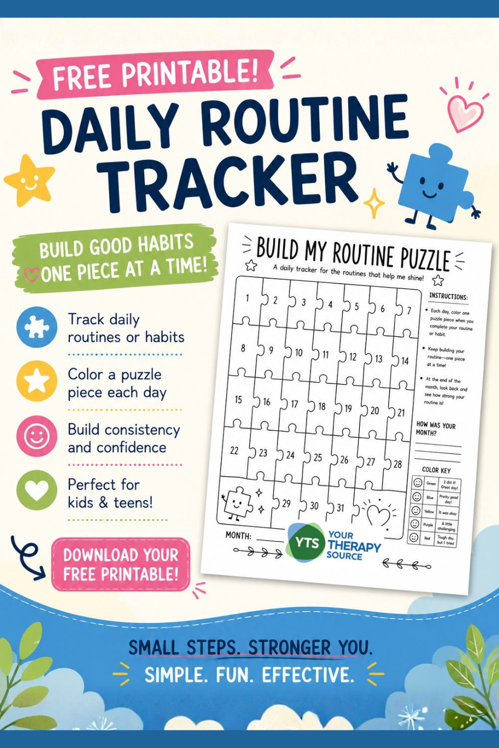 Build My Routine Puzzle Daily Routine Habit Tracker Free PDF - Your ...