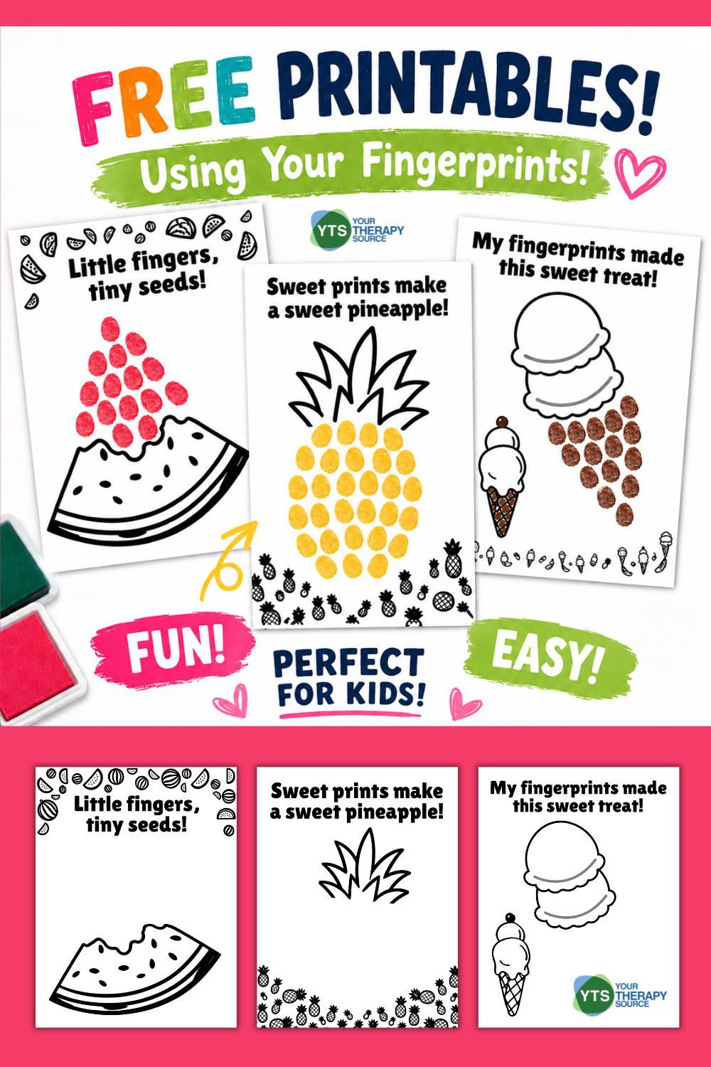 Fingerprint Freebie for Fine Motor Skills - Your Therapy Source